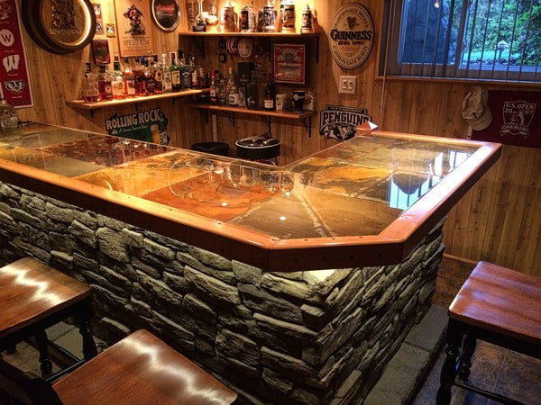 What coating is used on bar tops?